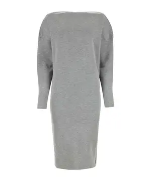 Gucci Wrap Stretch Midi Dress With Belt - Light Gray