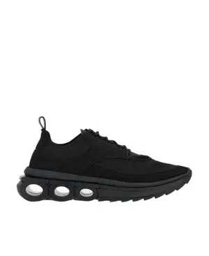 FERRAGAMO Gancini Plaque Lace-up Sneakers - Black