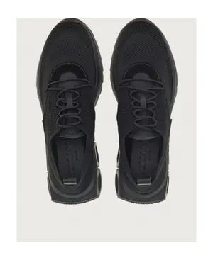 FERRAGAMO Gancini Plaque Lace-up Sneakers - Black