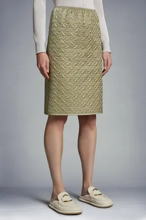 Moncler Quilted Midi Skirt - Nude