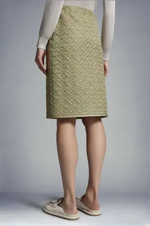 Moncler Quilted Midi Skirt - Nude
