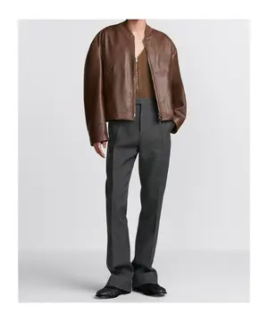 Dior Leather Bomber Jacket - Brown