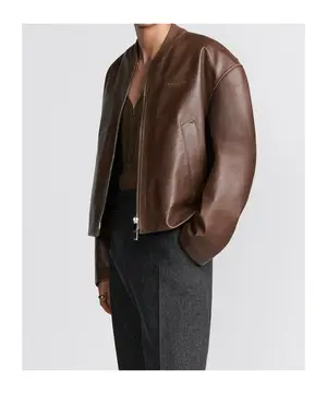 Dior Leather Bomber Jacket - Brown
