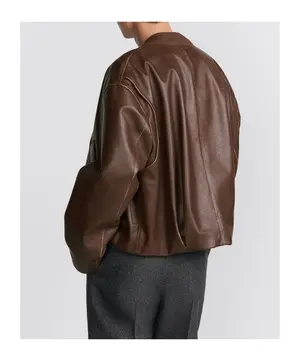 Dior Leather Bomber Jacket - Brown