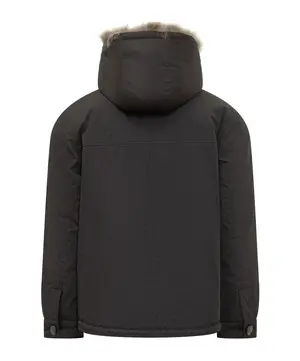 YVES SALOMON Hooded Jacket With Faux Fur Trim