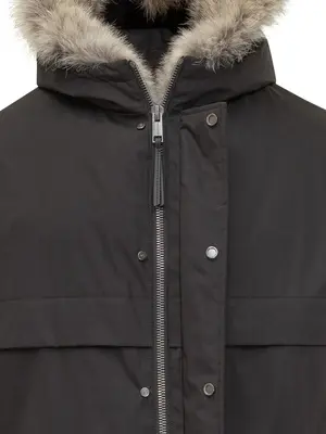 YVES SALOMON Hooded Jacket With Faux Fur Trim