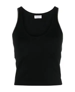 Brunello Cucinelli Embellished Scoop-neck Vest Top