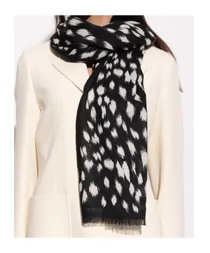 Givenchy Polka Dot Printed Frayed Edge Scarf
