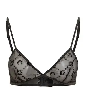 MARINE SERRE Moon Pattern Tulle Bralette - Black
