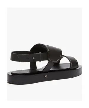 Max Mara Debossed Logo Leather Sandals