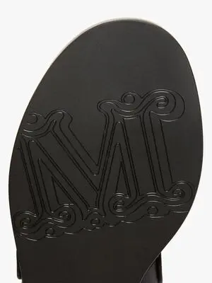 Max Mara Debossed Logo Leather Sandals