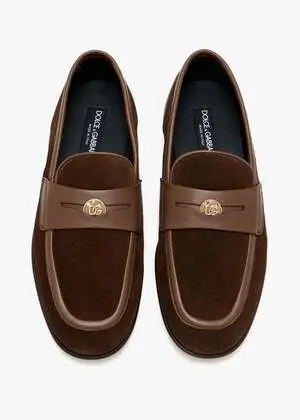 Dolce & Gabbana Split Emblem Loafers - Brown