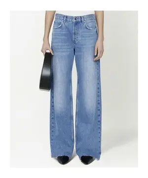 ANINE BING Hugh Logo Patch Jeans - Blue