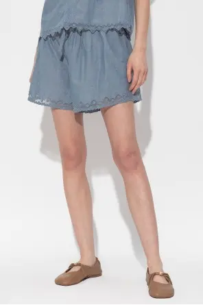 Ulla Johnson Elowen Shorts With Lace Embroidery