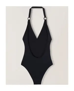 Loro Piana Halterneck One-piece Swimsuit With Lifebuoy Detail - Black