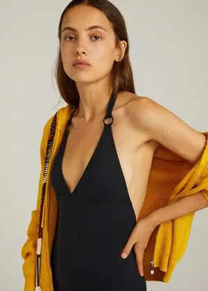 Loro Piana Halterneck One-piece Swimsuit With Lifebuoy Detail - Black