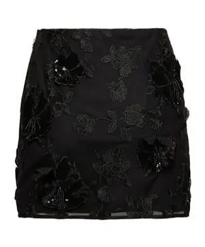 ROTATE BY BIRGER CHRISTENSEN Embroidered Mesh Mini Skirt