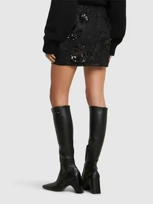 ROTATE BY BIRGER CHRISTENSEN Embroidered Mesh Mini Skirt