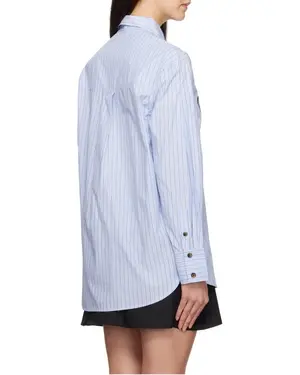 GANNI Striped Logo Button-down Shirt - Multicolor