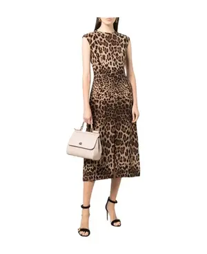 Dolce & Gabbana Leopard-print Wool Midi Dress