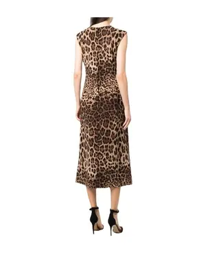 Dolce & Gabbana Leopard-print Wool Midi Dress
