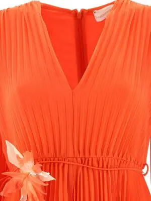 Zimmermann Sunray Pleated Mini Dress With Floral Rope Belt - No