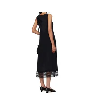 Simone Rocha Crepe De Chine Slip Dress With Lace Trim