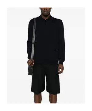 LANVIN Logo-embroidered Polo Shirt - Black