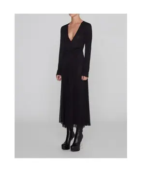 ROTATE BY BIRGER CHRISTENSEN Long-sleeved V-neck Midi Dress