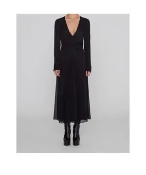 ROTATE BY BIRGER CHRISTENSEN Long-sleeved V-neck Midi Dress