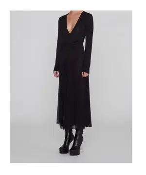 ROTATE BY BIRGER CHRISTENSEN Long-sleeved V-neck Midi Dress