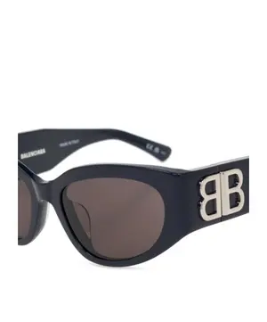 Balenciaga Bossy Oval Sunglasses - Black