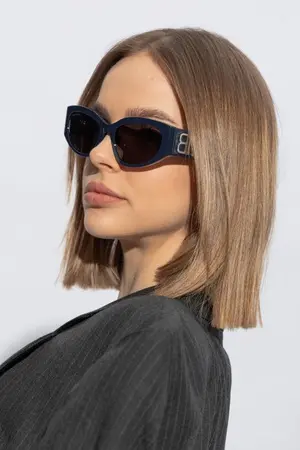 Balenciaga Bossy Oval Sunglasses - Black