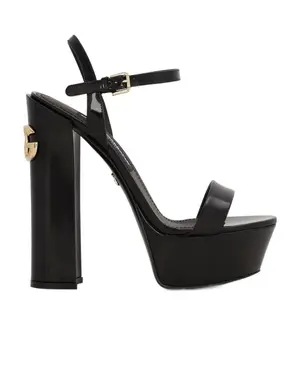 Dolce & Gabbana Polished Platform Sandals With Dg Logo Plaque
