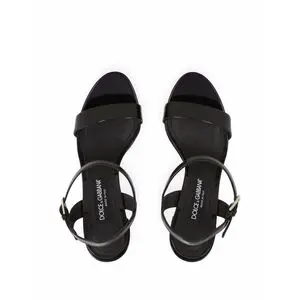 Dolce & Gabbana Polished Platform Sandals With Dg Logo Plaque