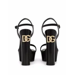 Dolce & Gabbana Polished Platform Sandals With Dg Logo Plaque
