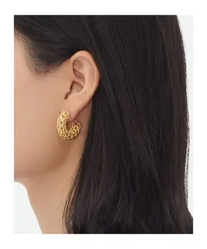 Bottega Veneta Gold Crocheted Hoop Earrings