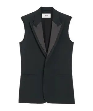 AMI Paris Notched-collar Sleeveless Gilet - Black