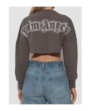 Palm Angels Long-sleeve Cropped Top With Logo Detail