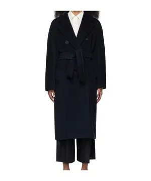 Max Mara Madame Double-breasted Belted Coat - Dark Blue