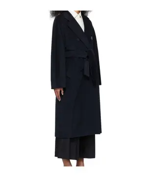 Max Mara Madame Double-breasted Belted Coat - Dark Blue