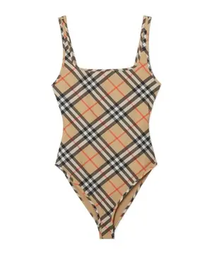 Burberry Burberry Checked One-Piece Swimsuit Sand-colored