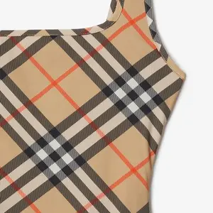 Burberry Checked One-piece Swimsuit - Sand-colored