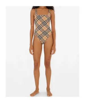 Burberry Checked One-piece Swimsuit - Sand-colored