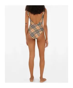 Burberry Checked One-piece Swimsuit - Sand-colored