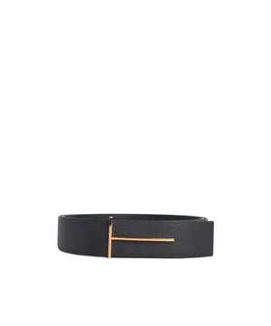 TOM FORD T Buckle Leather Belt - Black