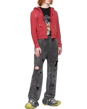 We11Done Pierced Zip-up Hoodie