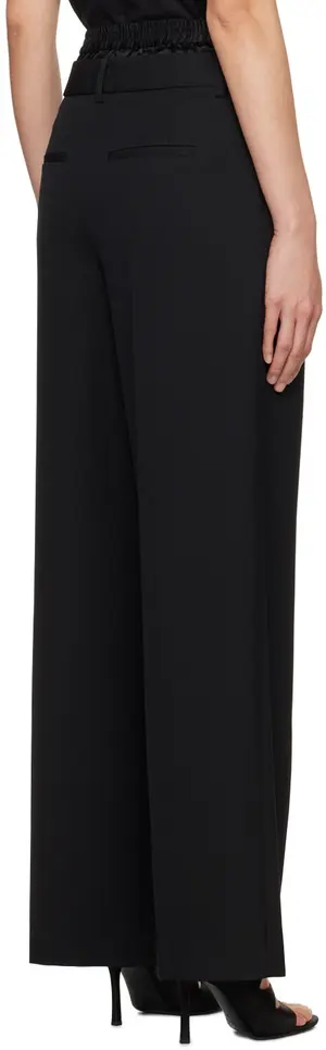 Alexander Wang Wool Wide-leg Trousers With Exposed Silk Panties Detail