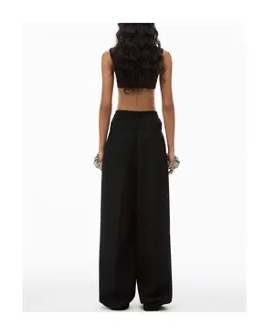 Alexander Wang Wool Wide-leg Trousers With Exposed Silk Panties Detail