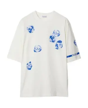 Burberry Rose-printed Crewneck T-shirt - White